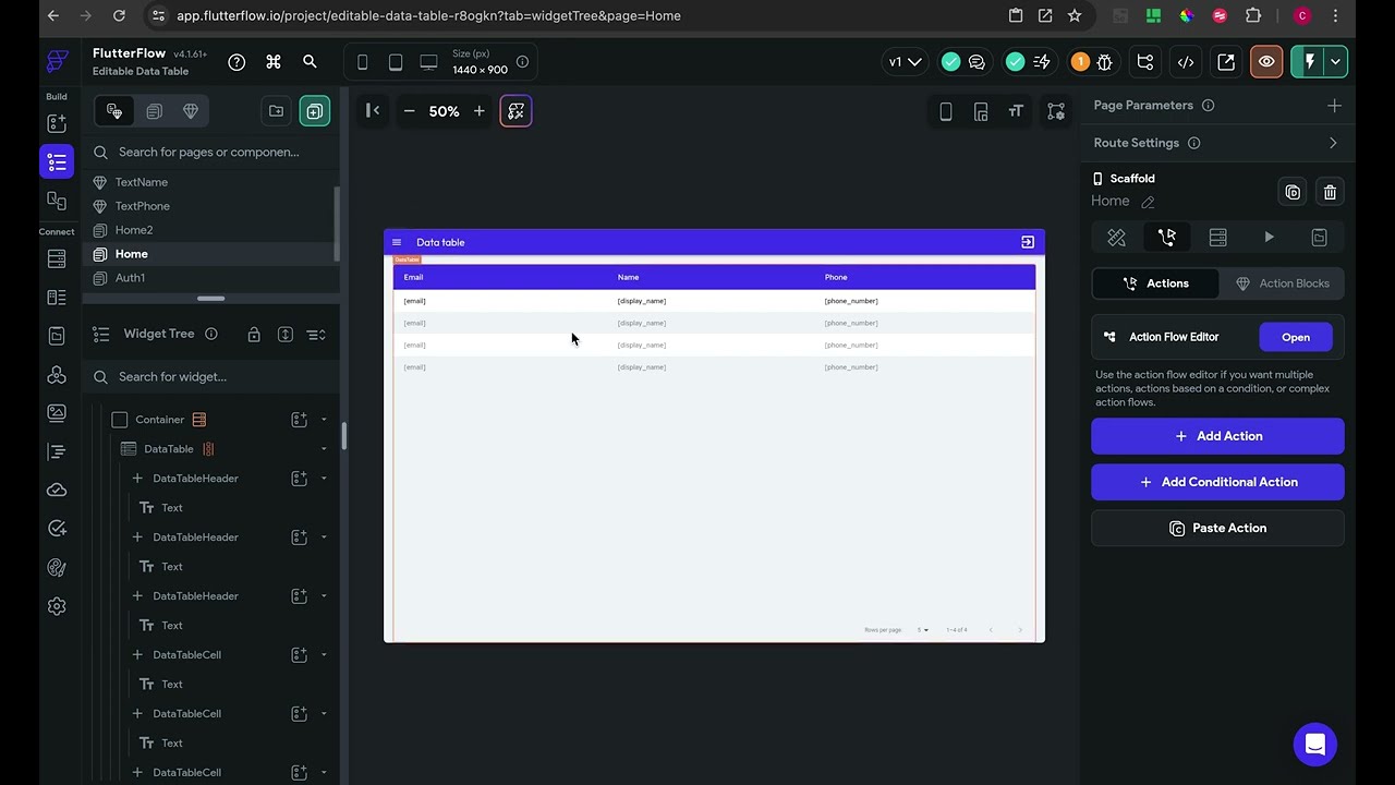 Flutterflow editable datatable