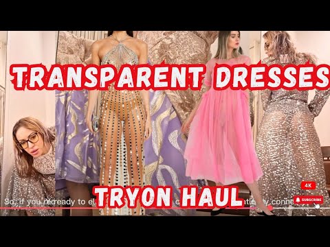 TRANSPARENT GLAM DRESS TRYON HAUL IN A SHOPPING MALL || SEE THROUGH SHEER FABRICS #seethru #sheer