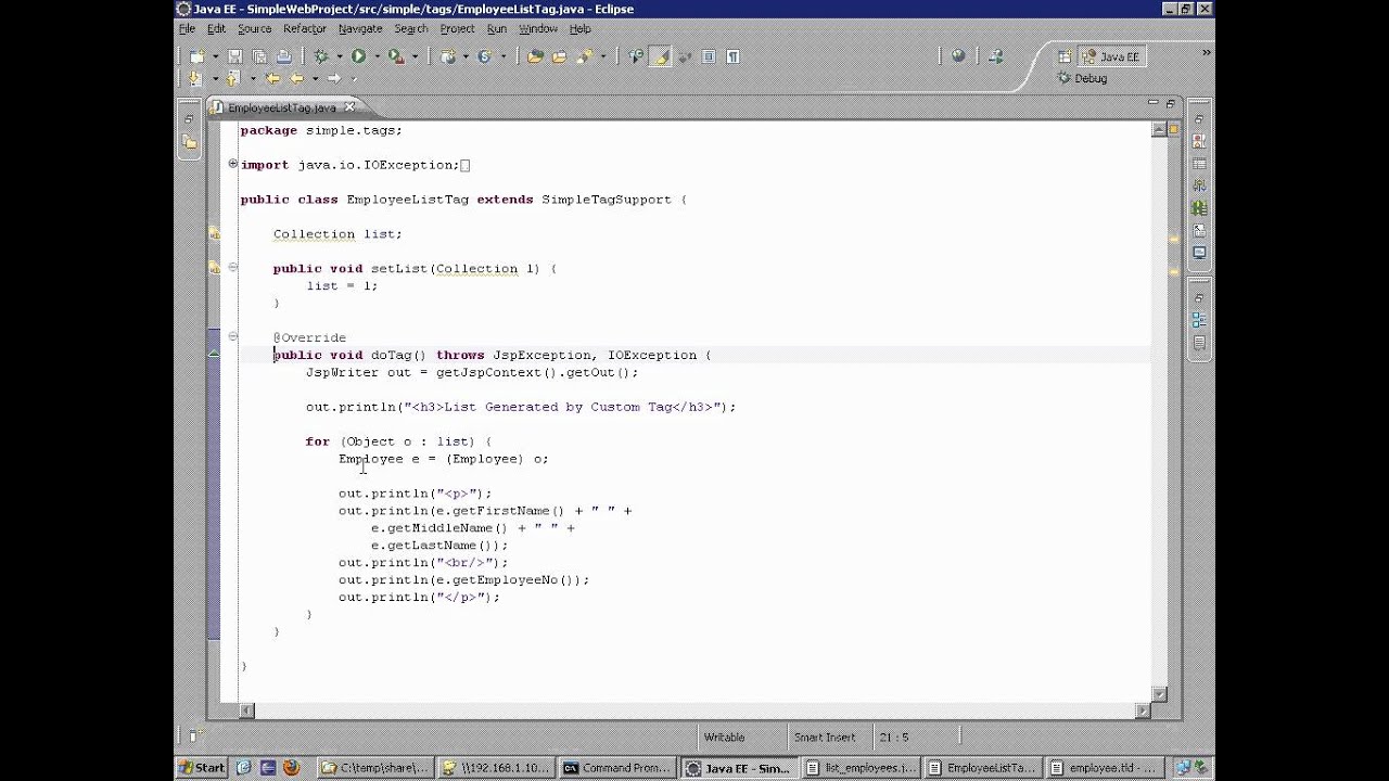 Java EE Programing Using Eclipse: Servlets, JSP Security, and Deployment - Advanced Tags