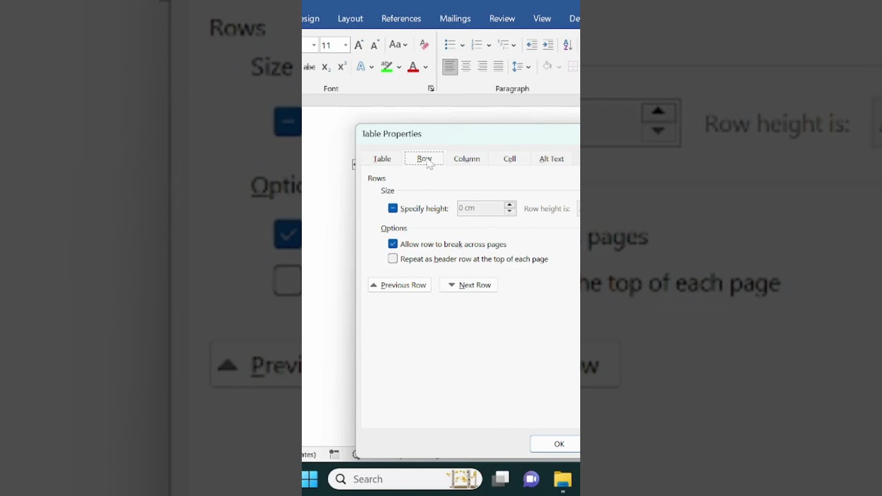 Adjust Row Height and Column Width in Microsoft Word Tables #mswordtable #microsoft  #wordtutorial