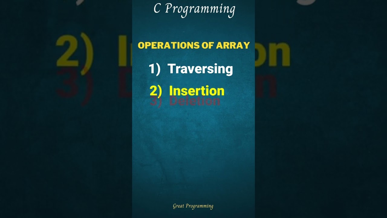 Operations of array in C Programming |Traversing, Insertion,  Deletion, Searching, Sorting| #shorts