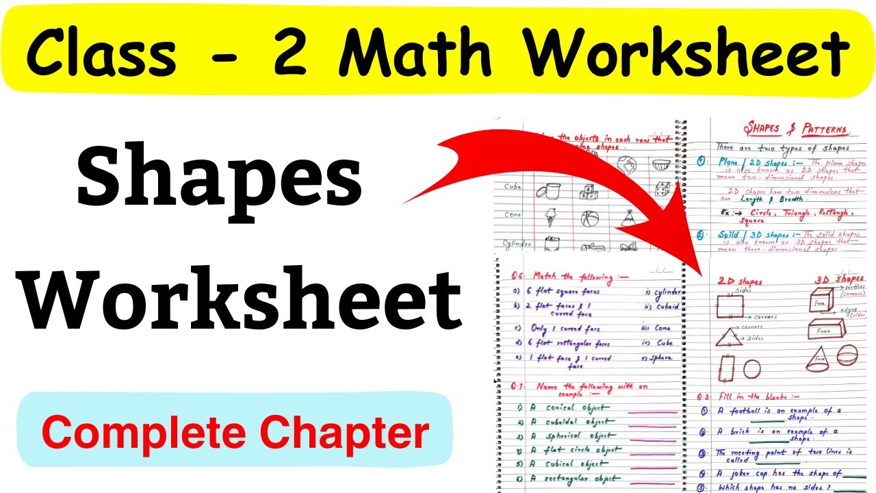 Class 2 Math Shapes Worksheet | Class 2 Maths worksheet | Class 2 Geometry | Class 2 Math Shapes