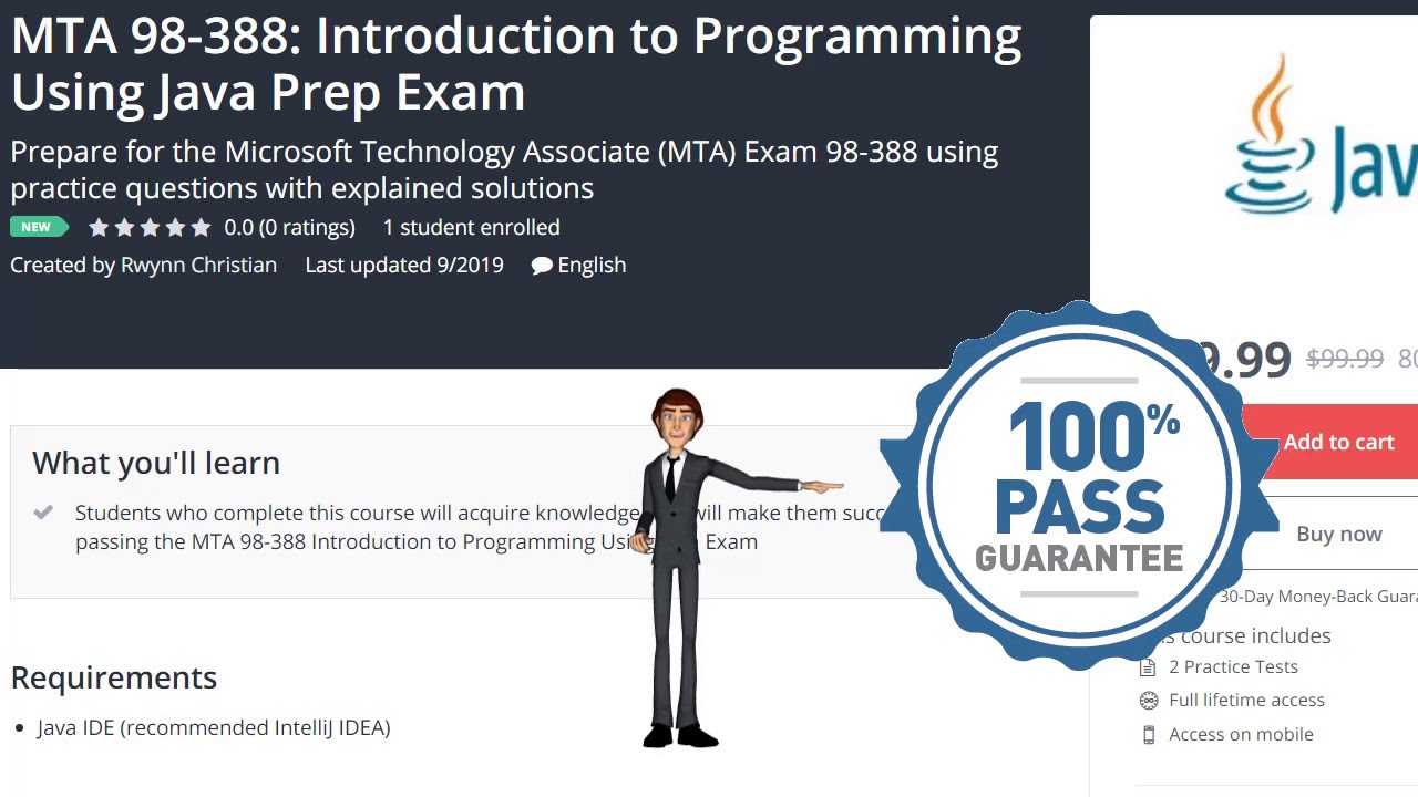 Microsoft MTA 98-388: Introduction to Programming using Java preparation exam