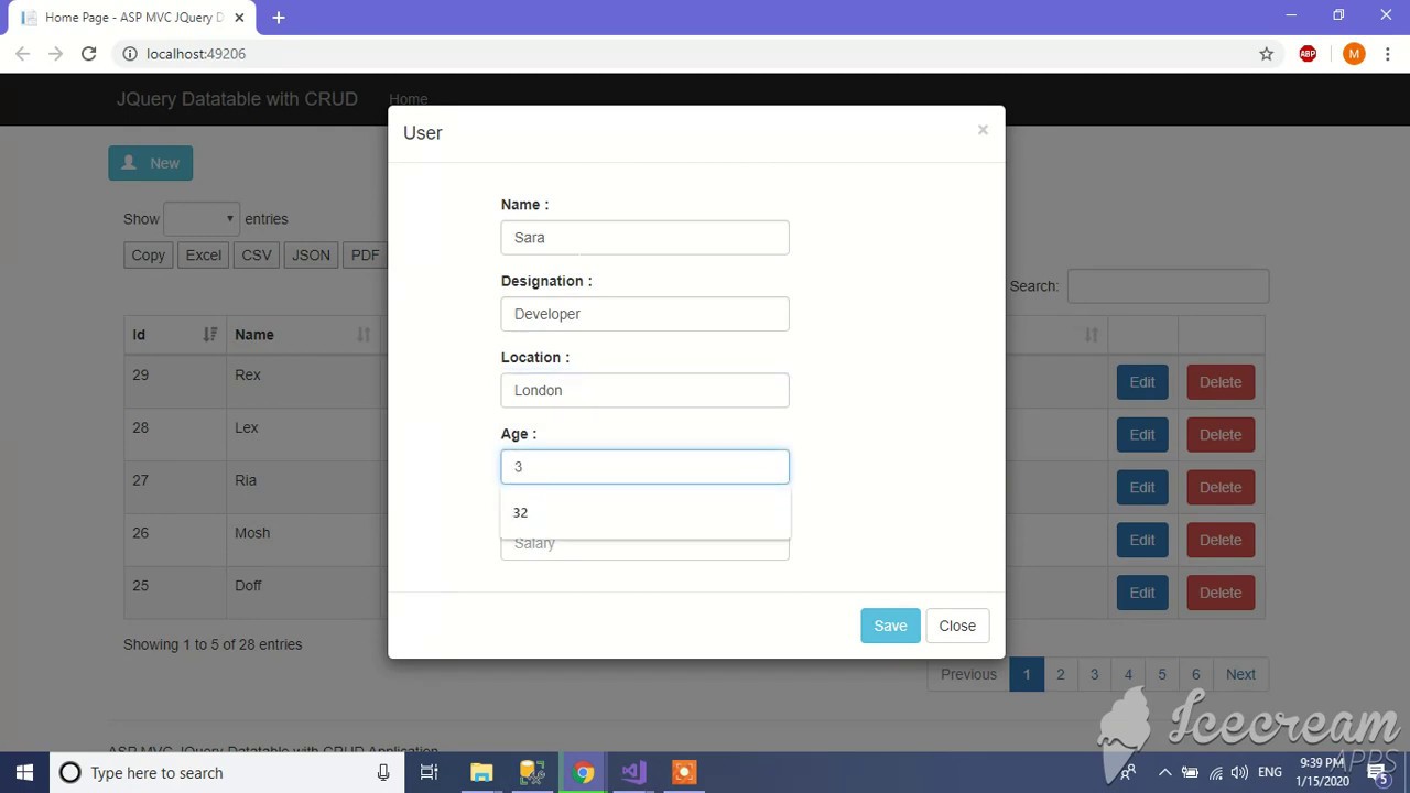 How to use JQuery Datatable with CRUD Functionality Example Application