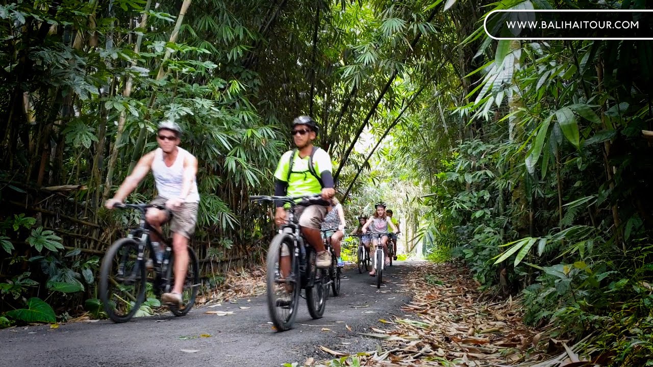 Downhill bike ride through small villages by Bali Hai Adventure Tours