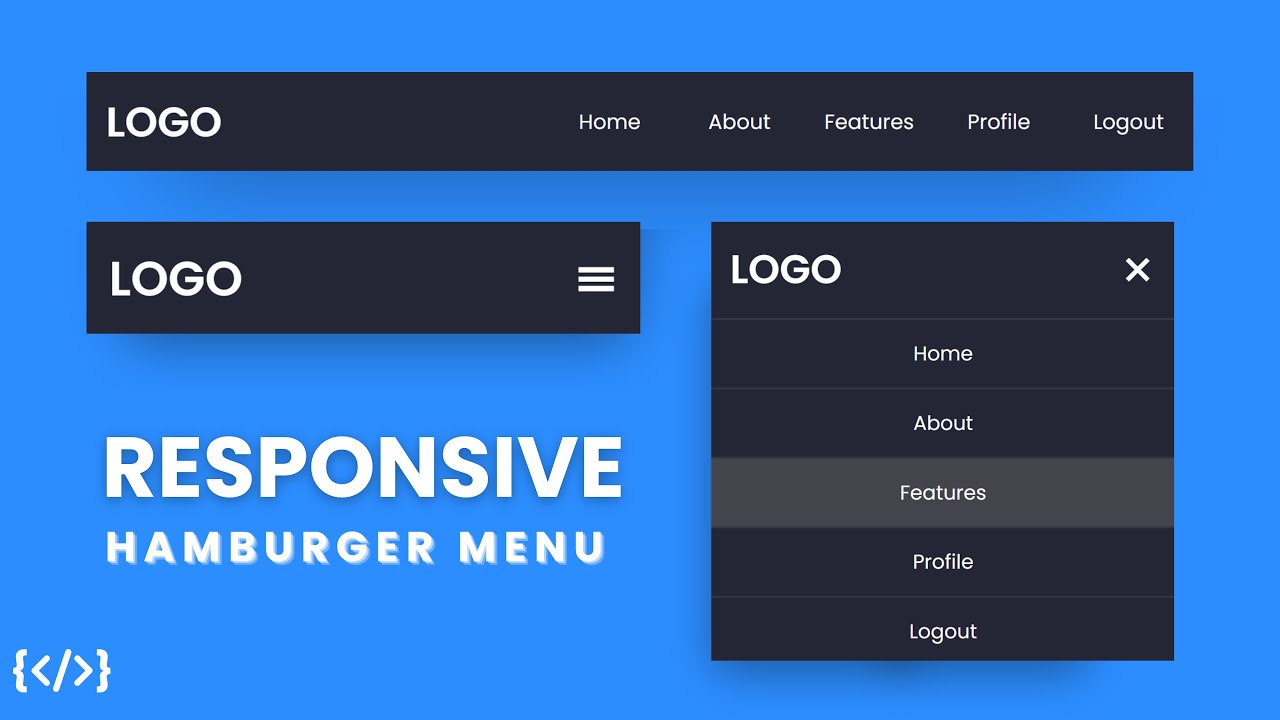 Create Responsive Hamburger Menu using HTML CSS