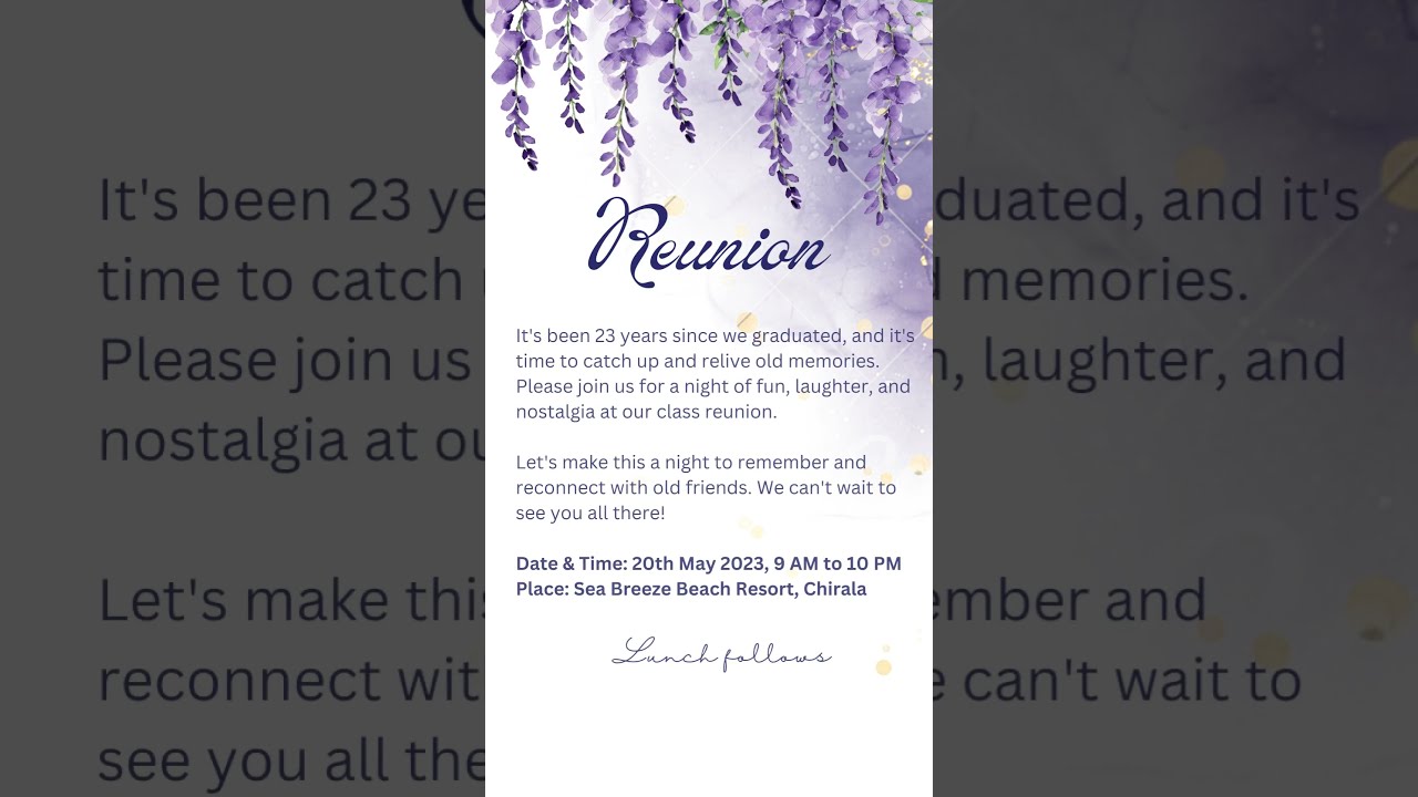 GVCH School 1999-2000 10th Class Reunion Invitation Final