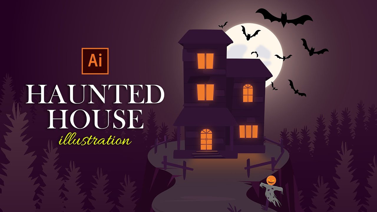 Haunted Hill House | Vector illustration |  Adobe illustrator | Speed Art