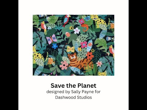 Close up of Save the Planet fabric by Dashwood Studios