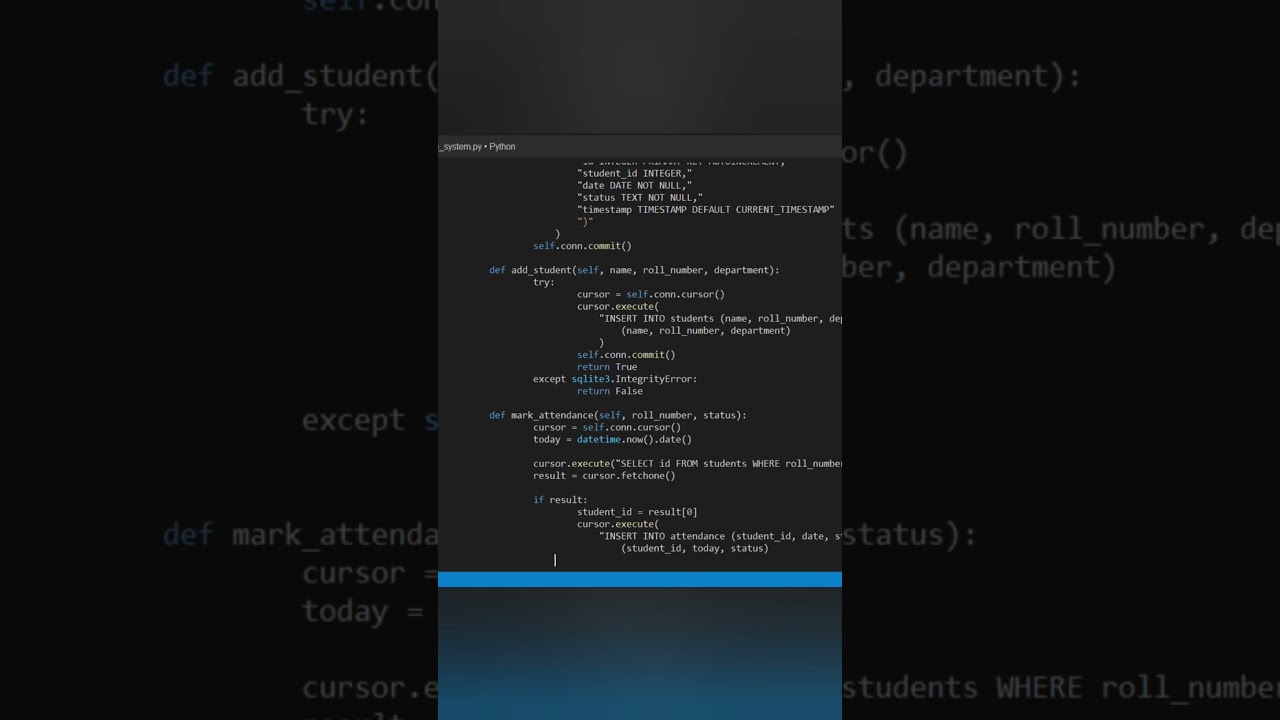 Student Attendance  System in Python | Tkinter GUI + Database | Mini Project 2025 #python  #project