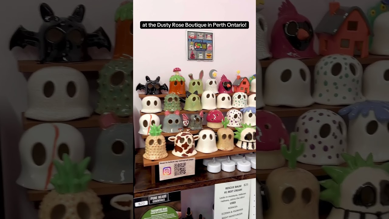 My little ceramic ghosts are now available at the Dusty Rose Boutique in Perth Ontario #artpottery