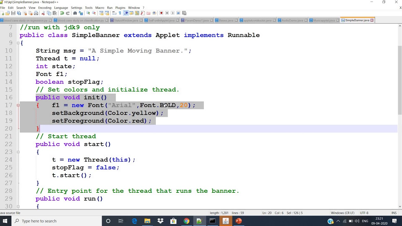 A simple moving banner using Java Applet