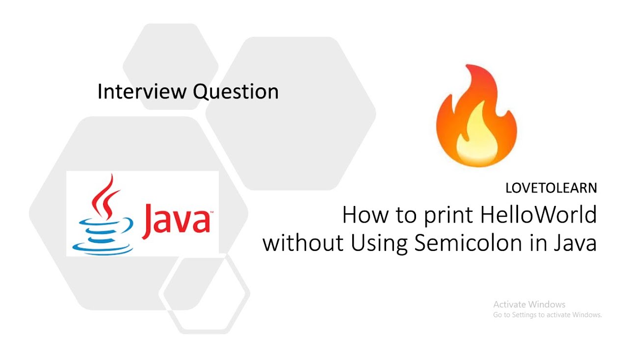 Print Hello World without using Semicolon in java #lovetolearn #interviewquestion