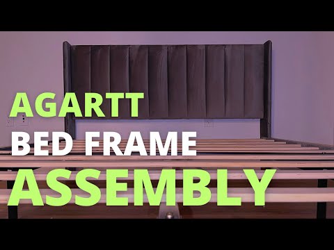 AGARTT Upholstered Platform Bed Frame with Headboard Wooden Slats Assembly | Eriksay Platform Bed