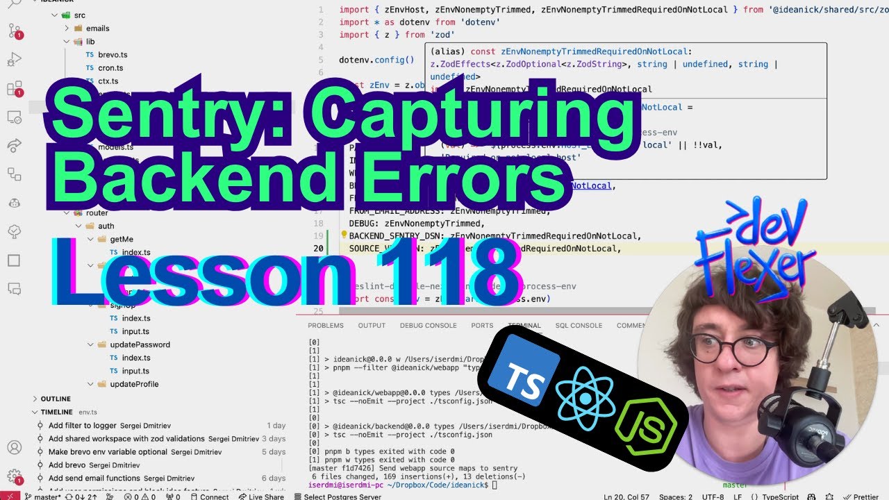 Lesson 118. Sentry: Capturing Backend Errors (TypeScript, Node.js, React)