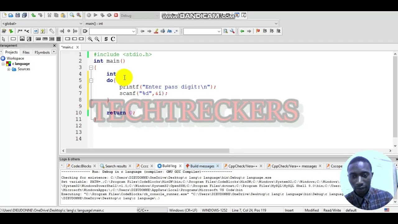 password testing using C lang do while loop
