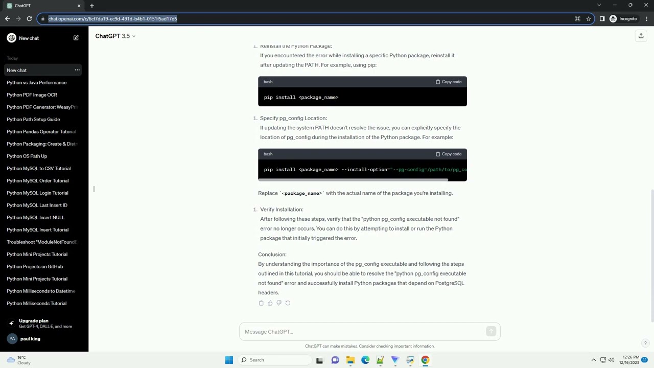 python pg config executable not found