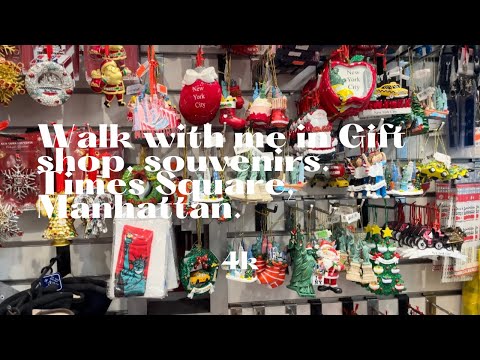 Walk with me in Gift Shop, souvenirs, Times Square, Manhattan, New York,4k.