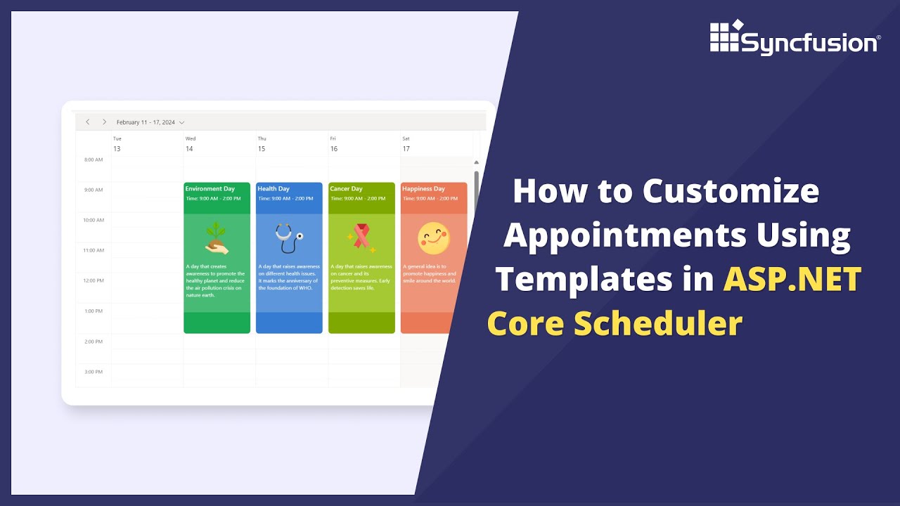 How to Customize Appointments Using Templates in ASP.NET Core Scheduler