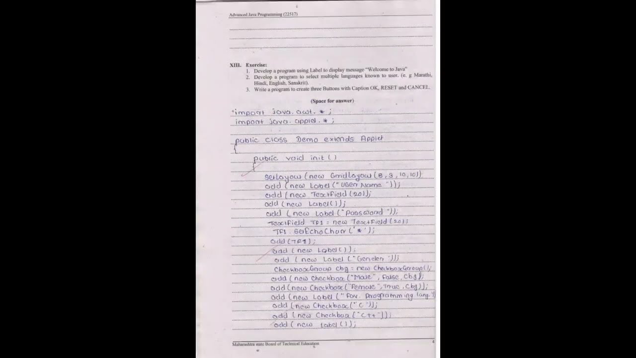 AJP (Advance Java Programming) - 1st Practical Solution