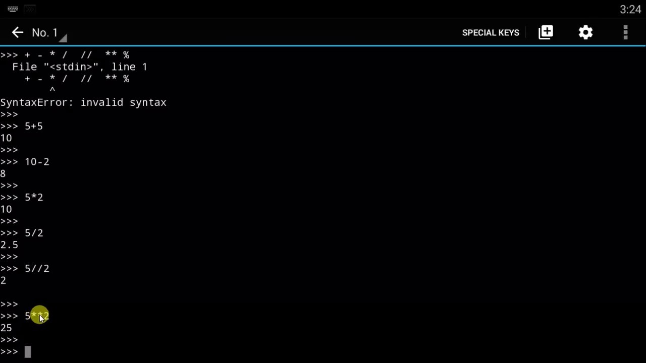 Qpython tutorial -5 Basic operators