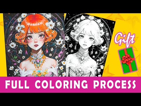 Coloring an Anime Girl at Night | Full Marker Tutorial + Free Coloring Page Download!
