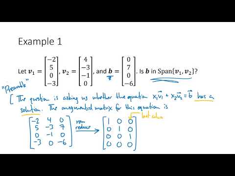 Linear Algebra Example: Span Questions