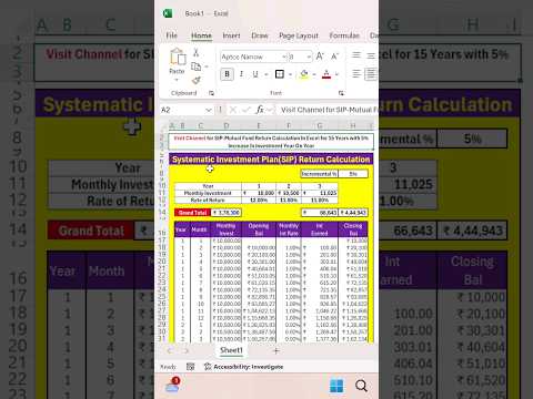 Systematic Investment Plan(SIP) Calculation In Excel For 3 years - Mutual Fund Return