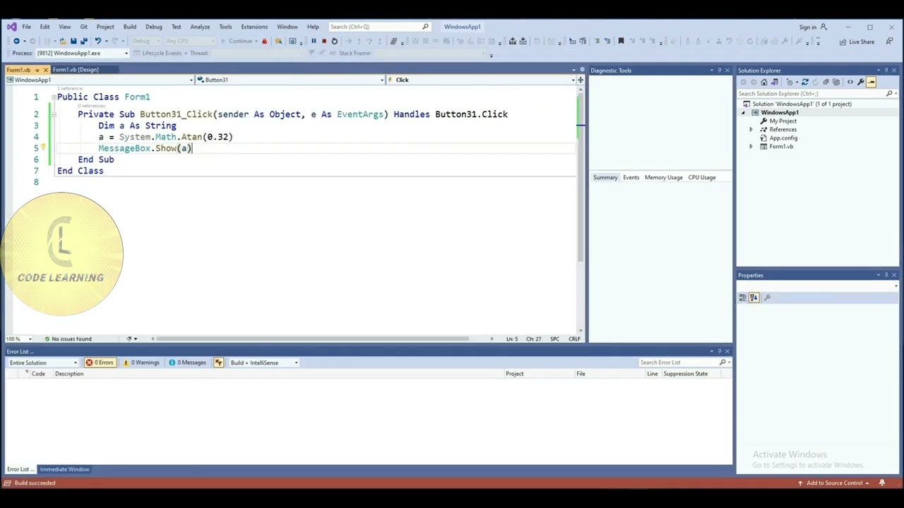 VB.NET | Math 'Atan()' | CodeLearning