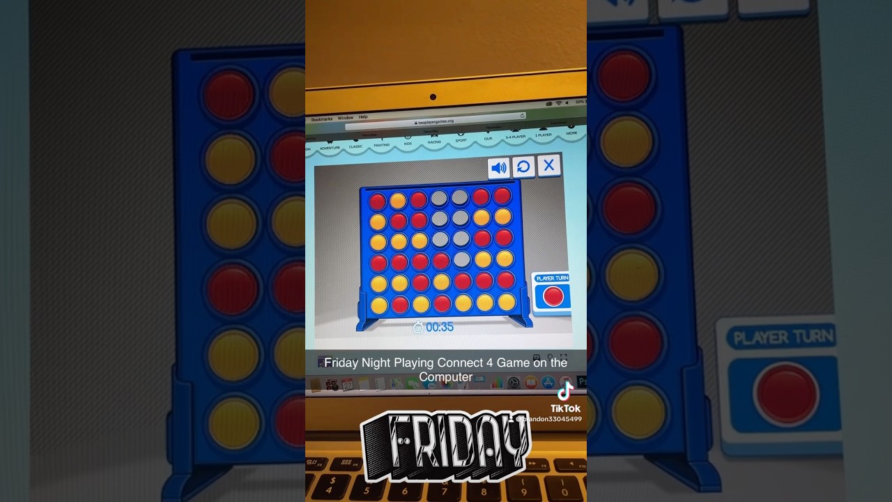 Friday Night Playing Connect 4 Game on the Computer