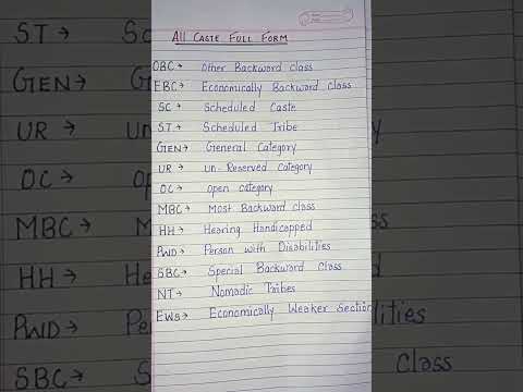 ALL CASTE FULL FORM