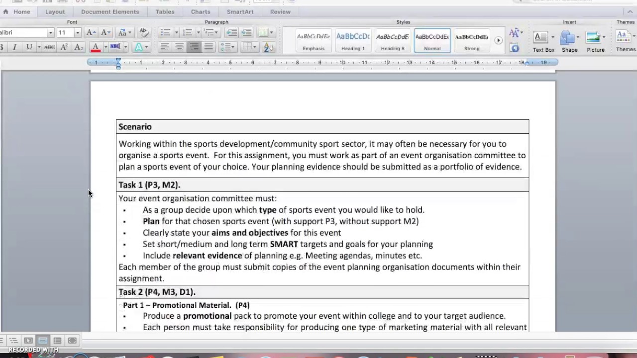 Organising events assignment 2 guidance .
