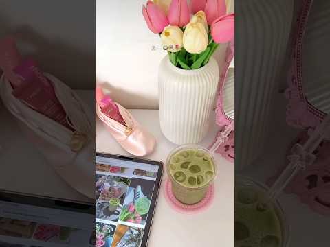 soft morning routine 🌸 matcha + skincare + pinterest vibes ☁️✨ #aestheticvlog #astheticvibes