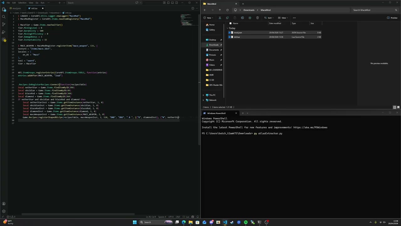 Making a Mace Mod with LunaCoreAPI for MC3DS