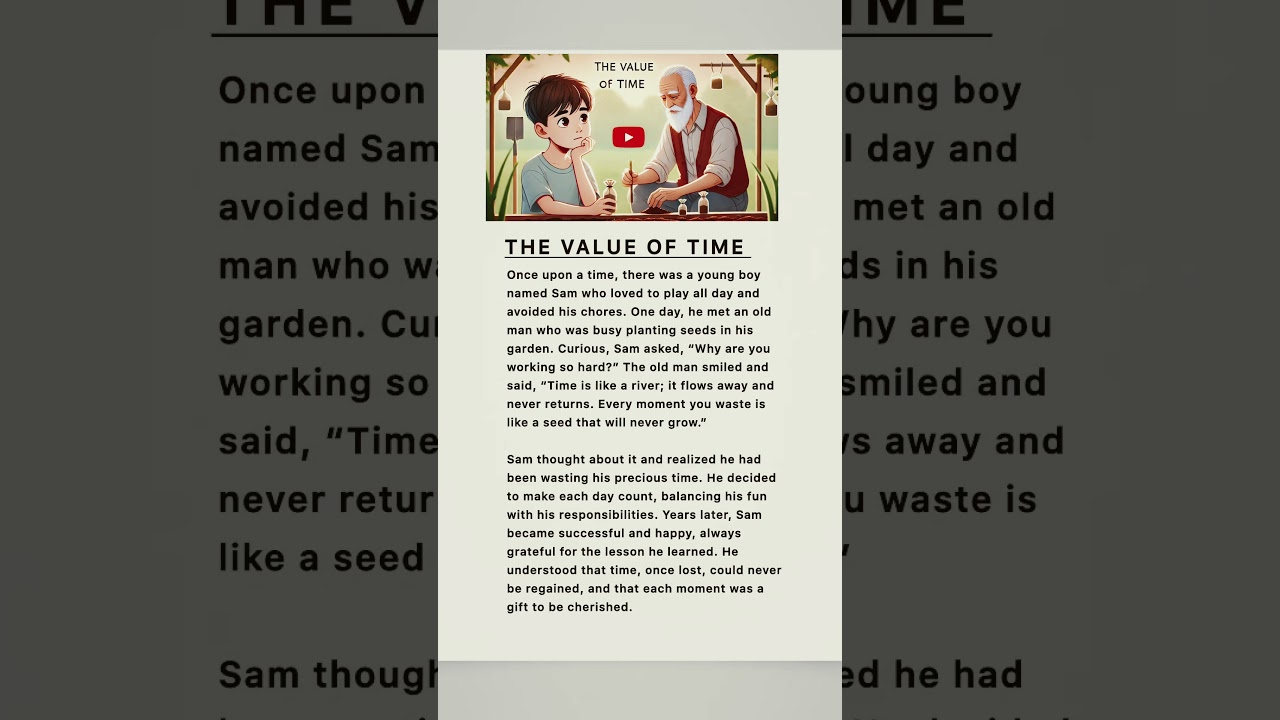 The value of time English moral story 💫