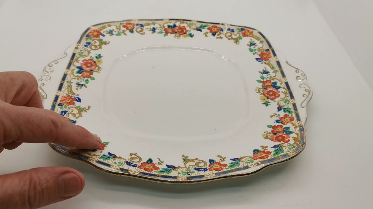 Vintage Royal Albert Crown China Floral Cake Plate c1933