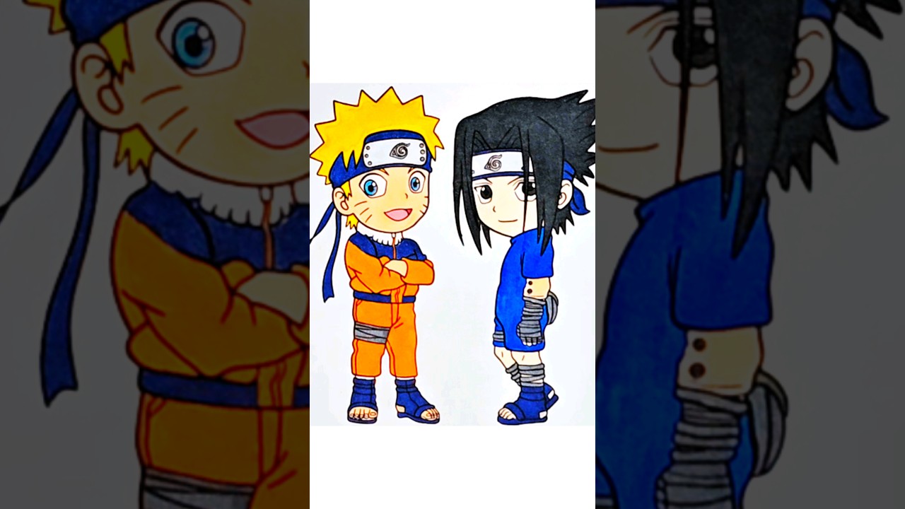 Coloring Chibi Naruto And Sasuke #coloring #chibi #kids #naruto #sasuke #anime #shorts