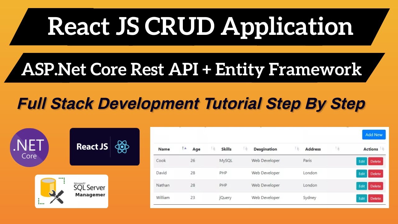 React JS CRUD Application | Asp.Net Core Web API + Entity Framework + Sql Server