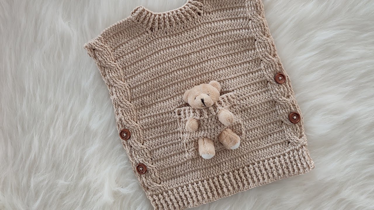 Свитер с медведем Мишка/Свитер крючком/Свитер крючком Изготовление моделей