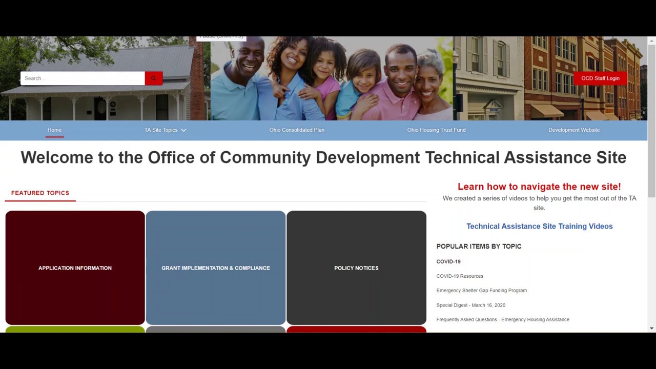 New Office of Community Development Technical Assistance Site: Overview