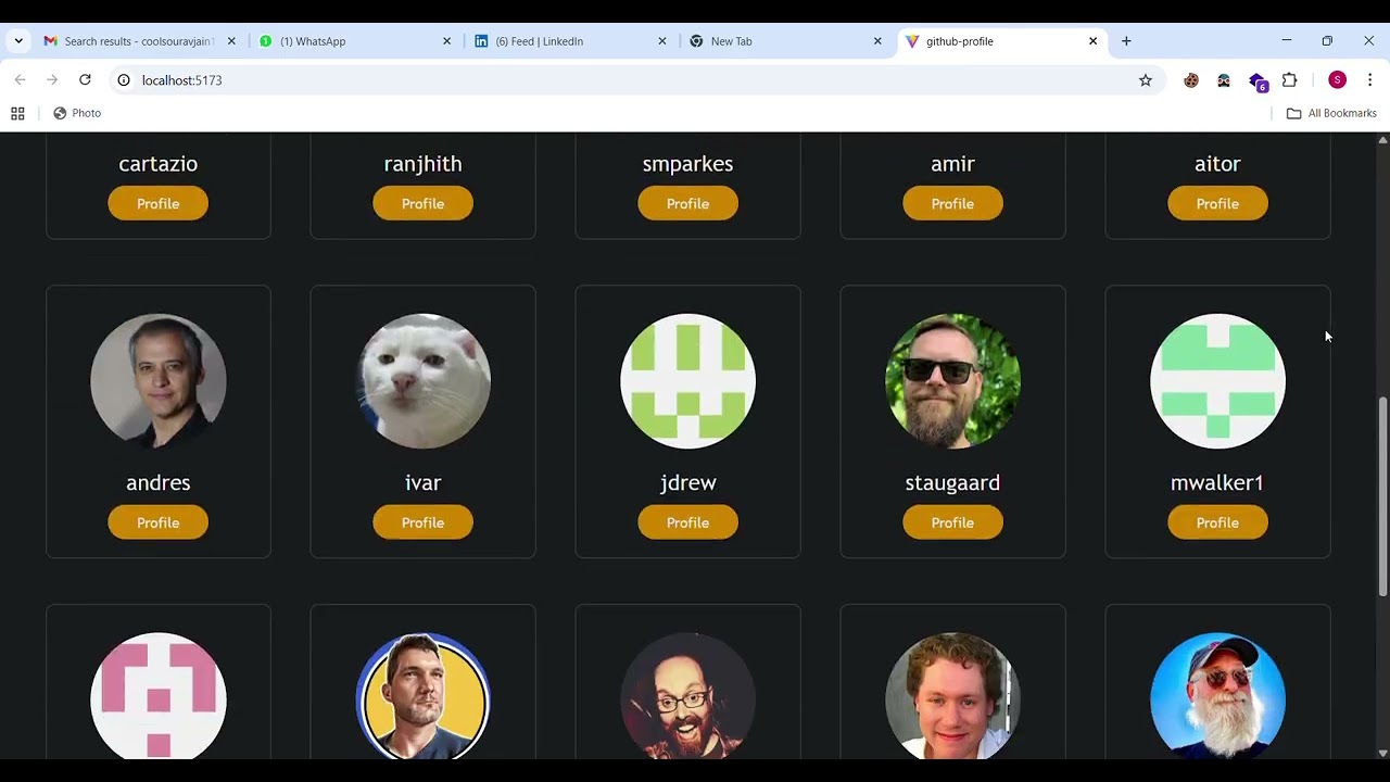 Fetch GitHub User Profiles using API | React.js Project | Search & Display User Cards UI