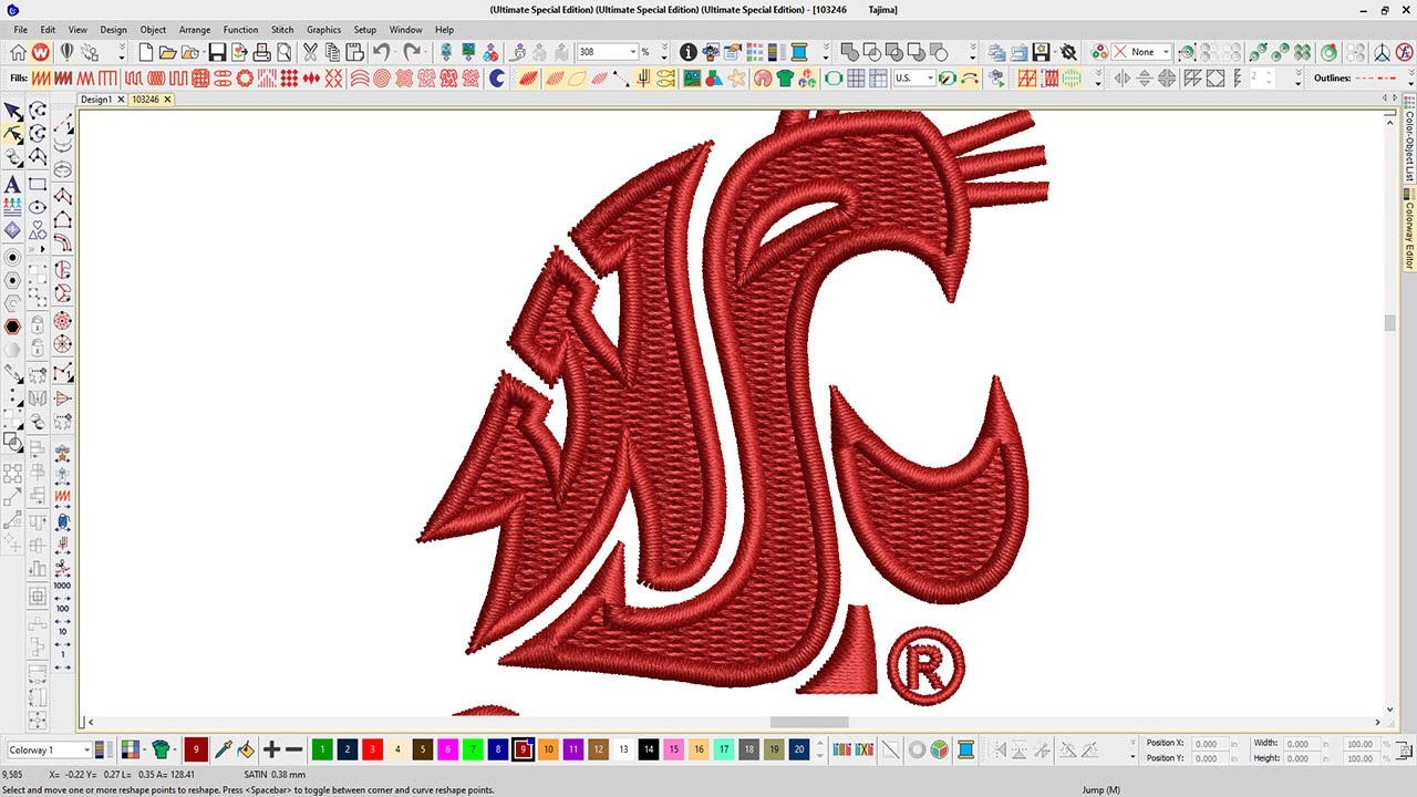 Washington State Cougars Embroidery logo