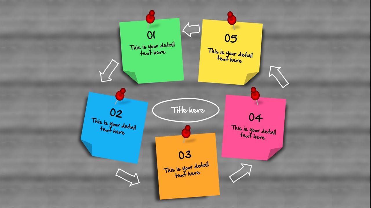 Quick Design Series - 5 Steps Post-It note Animation Template in PowerPoint
