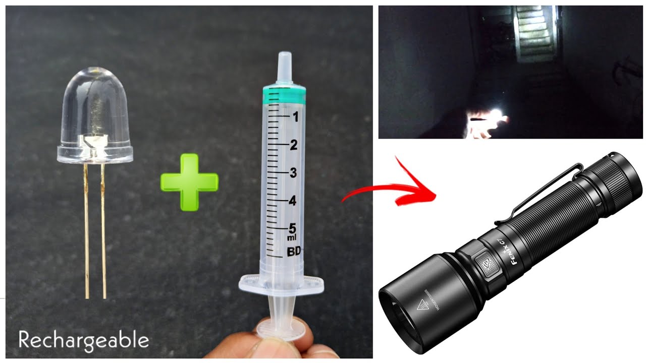 How To Make Mini Led Torch From Syringe | DIY Mini Rechargeable Torch | By - Creative Shivaji
