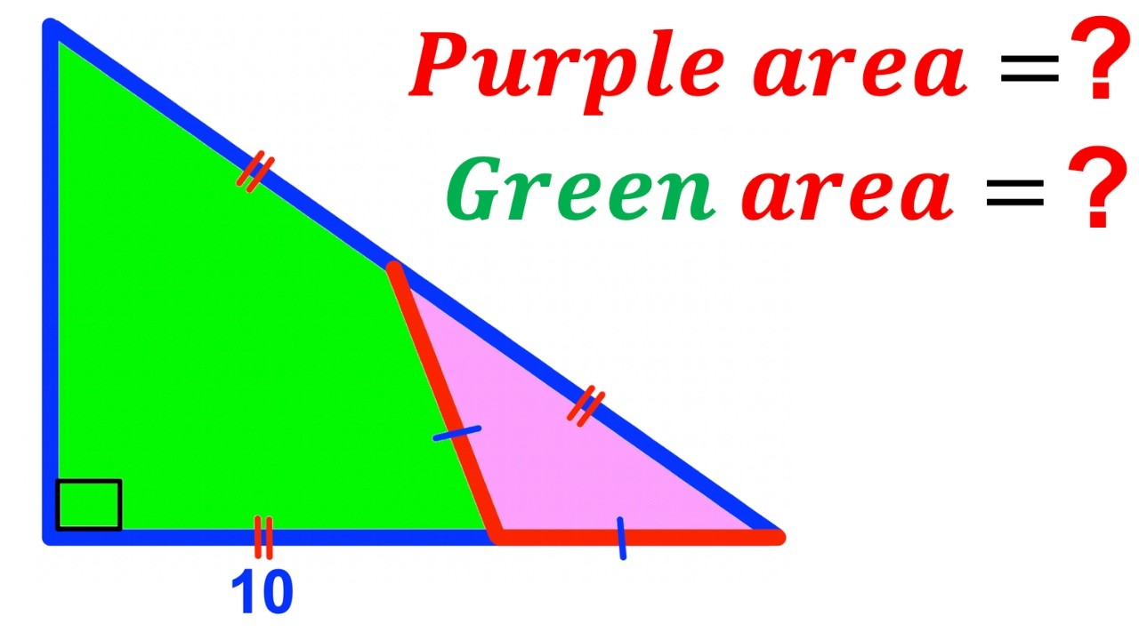 Can you find area of the Green and Purple shaded regions? | (Triangle) | #math #maths | #geometry