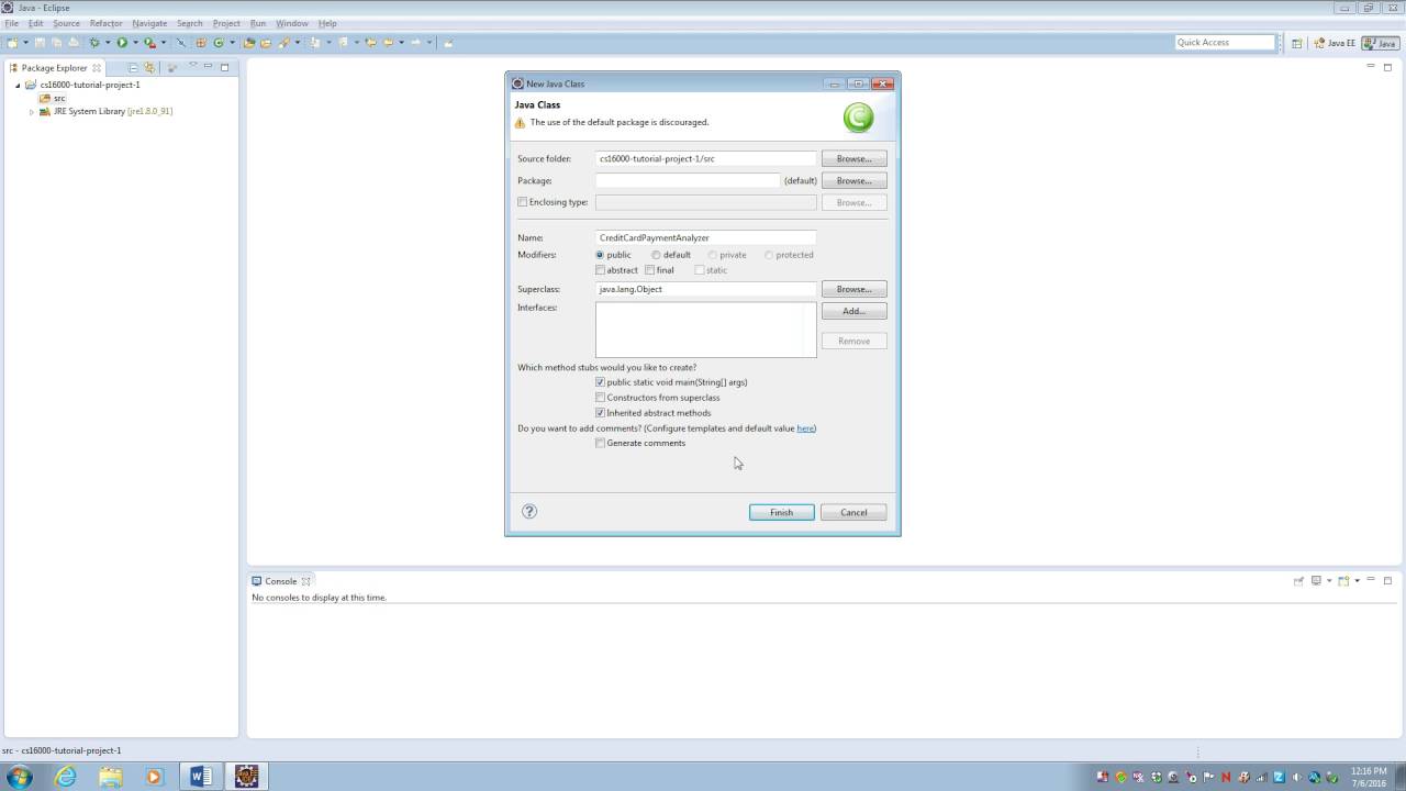 cs16000 programming tutorial iteration 1