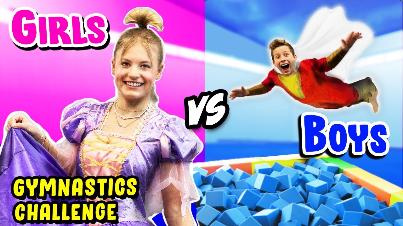 BOYS VS GIRLS Gymnastics! Princess vs SuperHeroes NinjaKidzTV