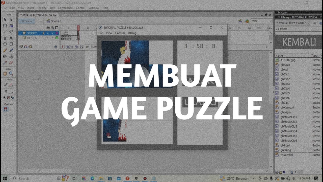 MUDAHH!! MEMBUAT GAME PUZZLE MENGGUNAKAN APLIKASI MACROMEDIA FLASH 8