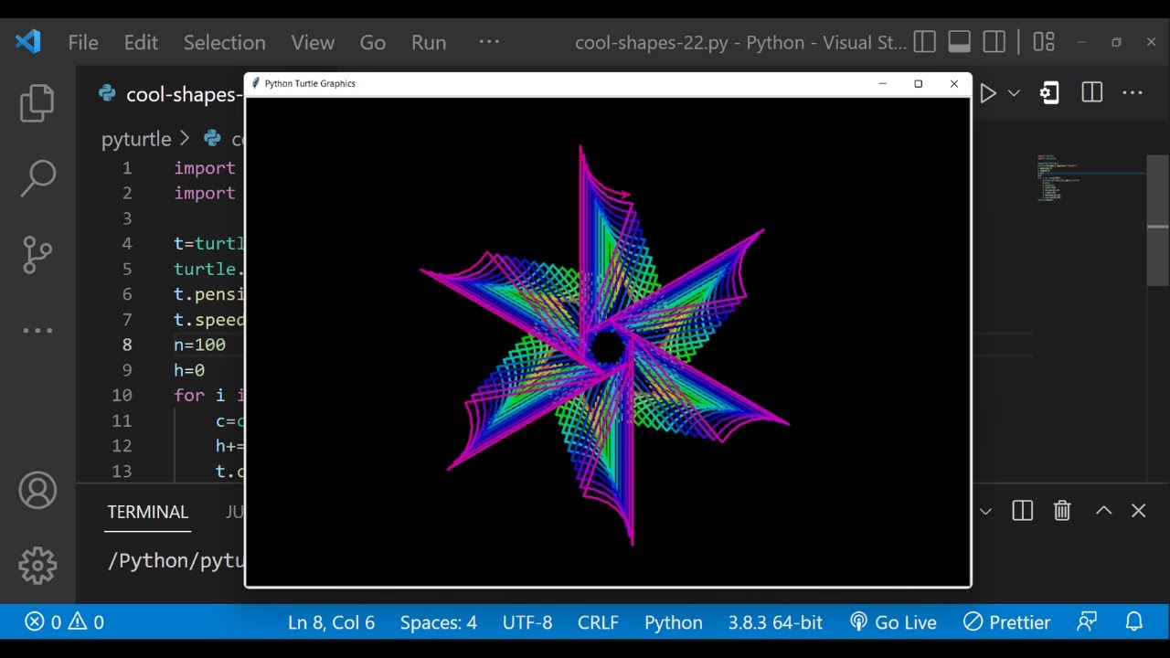 Python Turtle Graphics - 32 | Cool Shape Drawing | Python Turtle Coding Video | Learnonpy |