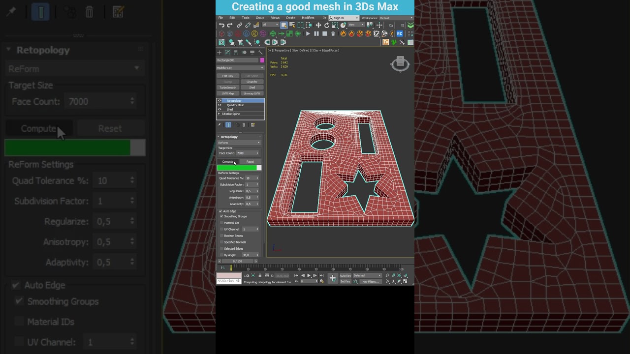Optimizing Mesh Topology for TurboSmooth in 3ds Max #shorts  #3dsmax #retopology